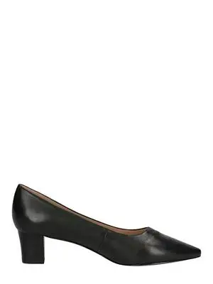 PETER KAISER Leather Pointed Toe Block Heel Pumps - Black