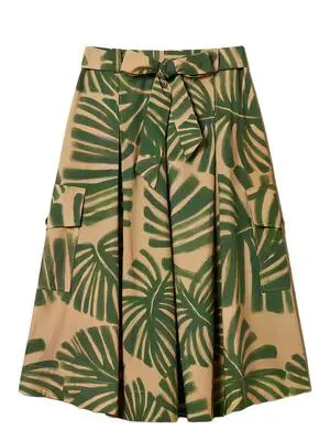 TWINSET Belted Midi Skirt With Jungle Print - Neutrals