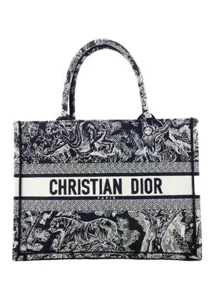 Dior Embroidered Canvas Medium Tote Bag - Blue