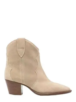 ANNA F. Beige Leather Pointed Toe Boots - Neutrals