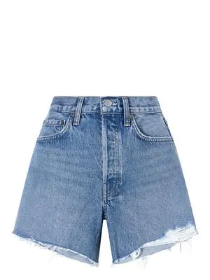 AGOLDE Parker Long Distressed Denim Shorts - Blue