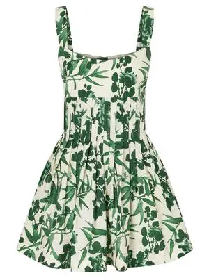 Cara Cara Cara Cara Ria Floral Print Cotton Mini Dress Green