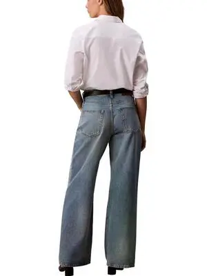 Calvin Klein Distressed Wide-leg Jeans - Blue