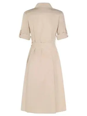 Antonelli Firenze Cotton Midi Dress With Sequins And Belt - Neutrals
