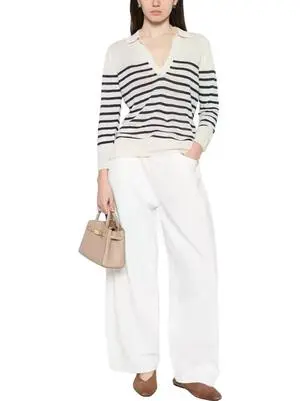 Majestic Filatures Striped Polo Knitwear - Neutrals