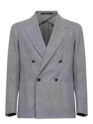 Tagliatore Peak-lapel Logo-pin Blazer - Grey