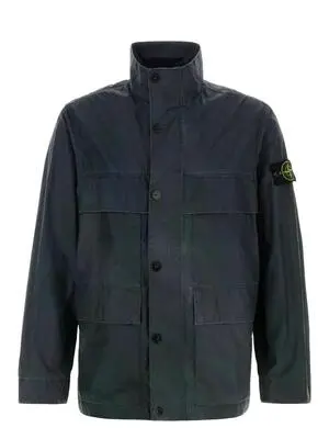 Stone Island Pigmented Wax Jacket Blue