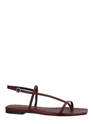 AeydĒ Leather Flat Sandals Red