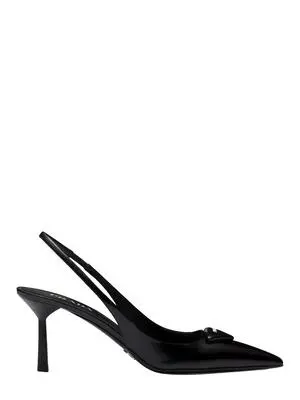 Prada 75mm Triangle-logo Slingback Pumps - Black