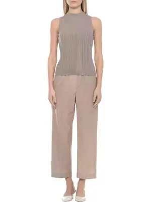 Peserico Ribbed Knit Round Neck Sleeveless Top - Neutrals