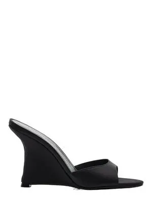 Staud Brigitte" Satin Wedge Mules - Black