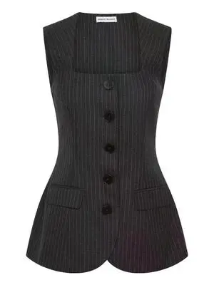 Rebecca Vallance Harri Pinstripe Button-up Top - Grey
