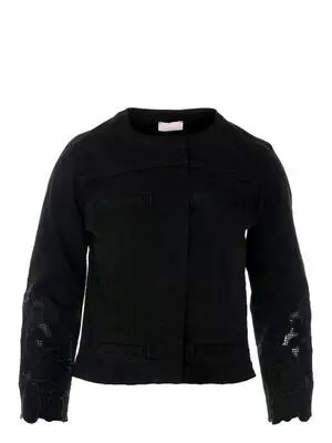 Liu Jo Embroidered Crewneck Jacket - Black