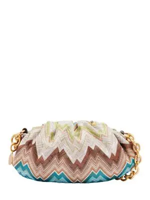 Missoni Zigzag Patterned Leather Trimmed Clutch With Detachable Chain Strap - Multicoloured