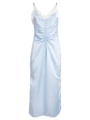 Sandro Satin Lace-detail Midi Dress - Blue