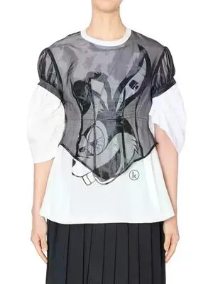 Kolor Puff-sleeve Graphic T-shirt - White