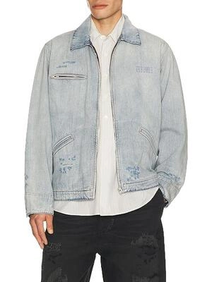 MAISON MARGIELA Zip-up Denim Sportsjacket - Light Blue