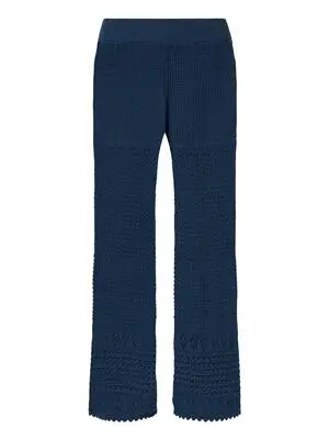 ERES Emblème Crocheted Cotton-blend Straight-leg Pants - Blue