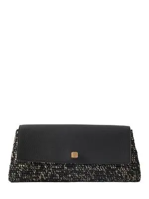 Khaite Audrey Textured-leather And Raffia Clutch - Multi