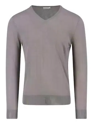BALLANTYNE V-neck Long Sleeve Sweater - Grey