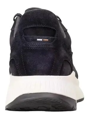 BOSS Lace-up Leather Sneakers - Blue