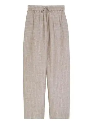 MAX MARA Striped Straight-Leg Linen-Blend Trousers