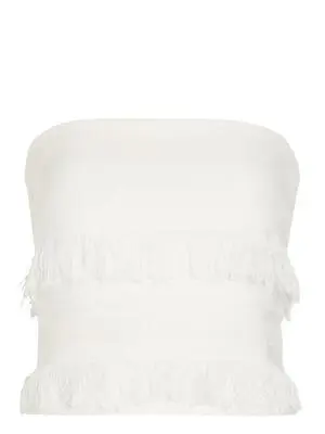 Simkhai Simkhai Cairo Fringed Strapless Knit Top Ivory