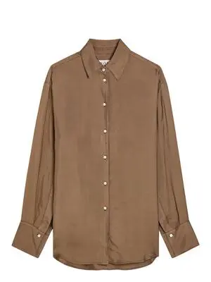 RÓHE Checked Satin Shirt - Brown