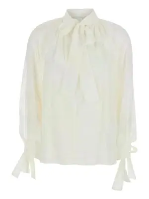 TELA Bow Detail Cotton Blouse - Neutrals