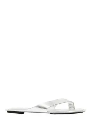 MAISON MARGIELA Laminated Leather Flat Sandals - Silver
