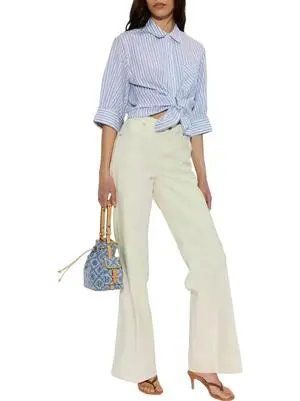 Rag & Bone Flared Cotton Trousers - Neutrals