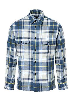 Dunhill Tartan Cashmere Overshirt - Indigo