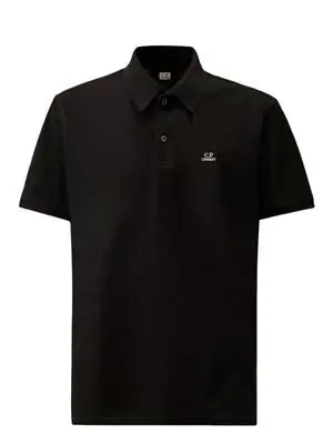 C.P. COMPANY Short-sleeve Point-collar Cotton Polo Shirt - Black