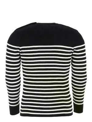 Saint James Rochefort Button Striped Jumper - Blue