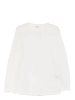 TOTEME Crew Neck Open Weave Long Sleeve Sweater - Neutrals