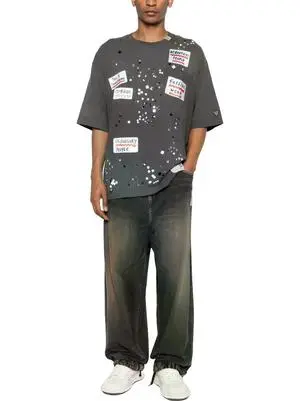 Mihara Yasuhiro Sticker-embellished T-shirt - Grey