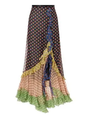 Etro Ruffled Tiered Floral-print Silk-chiffon Maxi Skirt - Multi