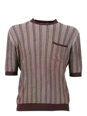 BALLANTYNE Striped Short-sleeve Polo Shirt - Brown