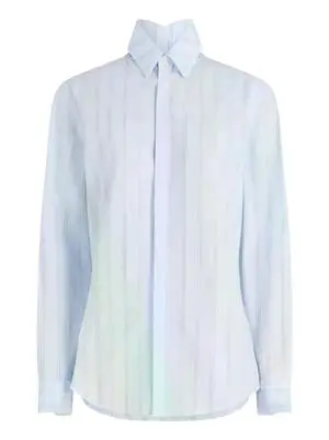 JEAN PAUL GAULTIER Pinstriped Shirt With Floating Collar - Blue