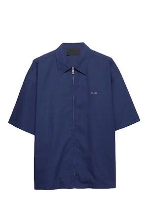 Prada Short-sleeved Technical Cotton Shirt - Blue