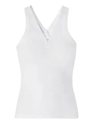 PINKO PINKO V-Neck Ribbed Top With Zip Fastening