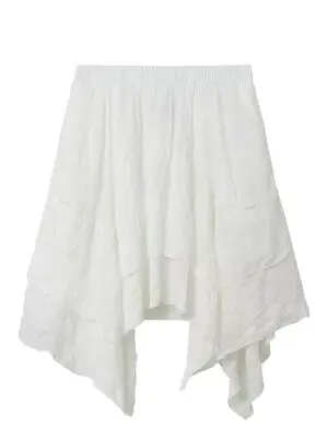 TOUT A COUP Tiered Asymmetrical Hem Skirt - White