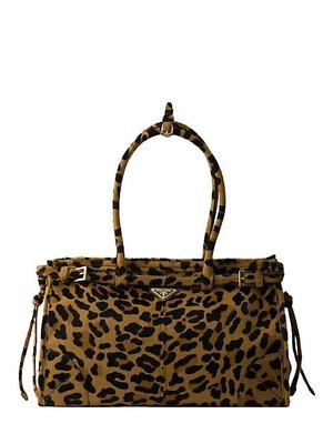Prada Prada Bonnie Large Printed Leather Handbag Neutral