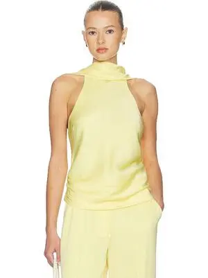 Simkhai Samira Satin Cape Top Lemon