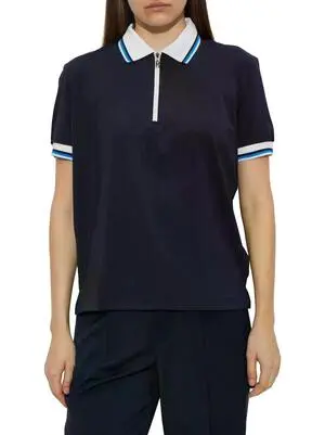 Bogner Zip Collar Striped Polo Shirt - Blue