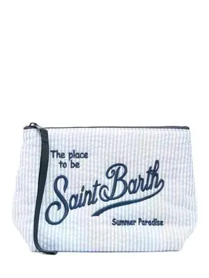 MC2 SAINT BARTH Aline Striped Zip Clutch Bag Blue