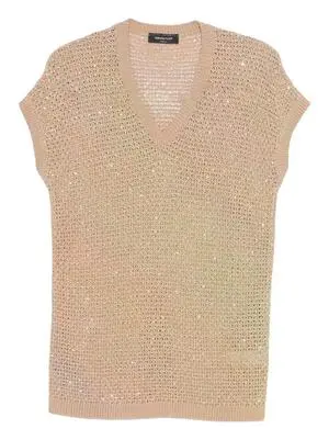 Fabiana Filippi Sequin-embellished V-neck Vest - Neutrals