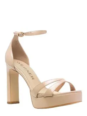 WERNER Square-toe Heeled Sandals With Ankle Strap And Platform Sole - Neutrals