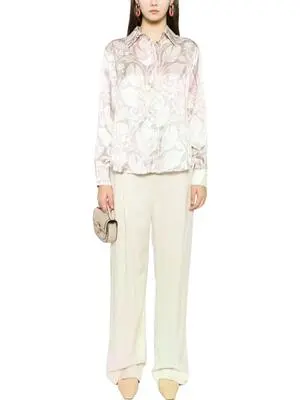 Cynthia Rowley Floral Print Silk Shirt - Neutrals