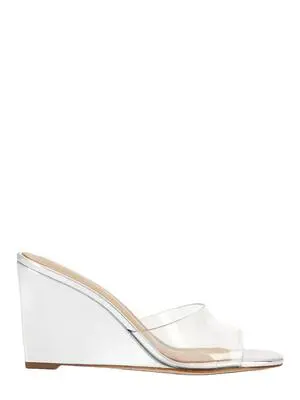 Veronica Beard Square Toe Wedge Sandals - Silver